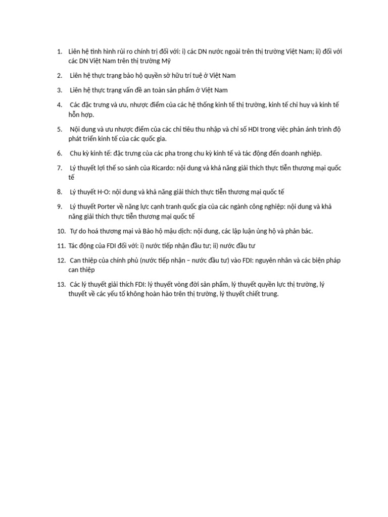 câu hỏi kdqt | PDF