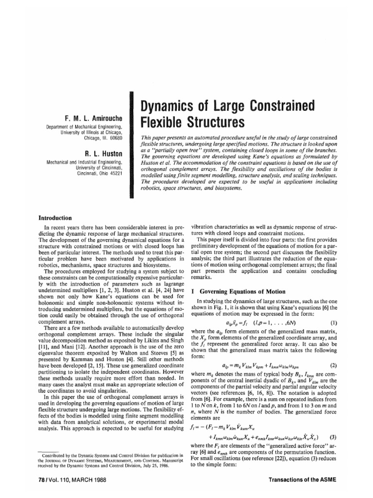 407-Dynamics of Large Constrained Flexible Structures | PDF | Matrix ...