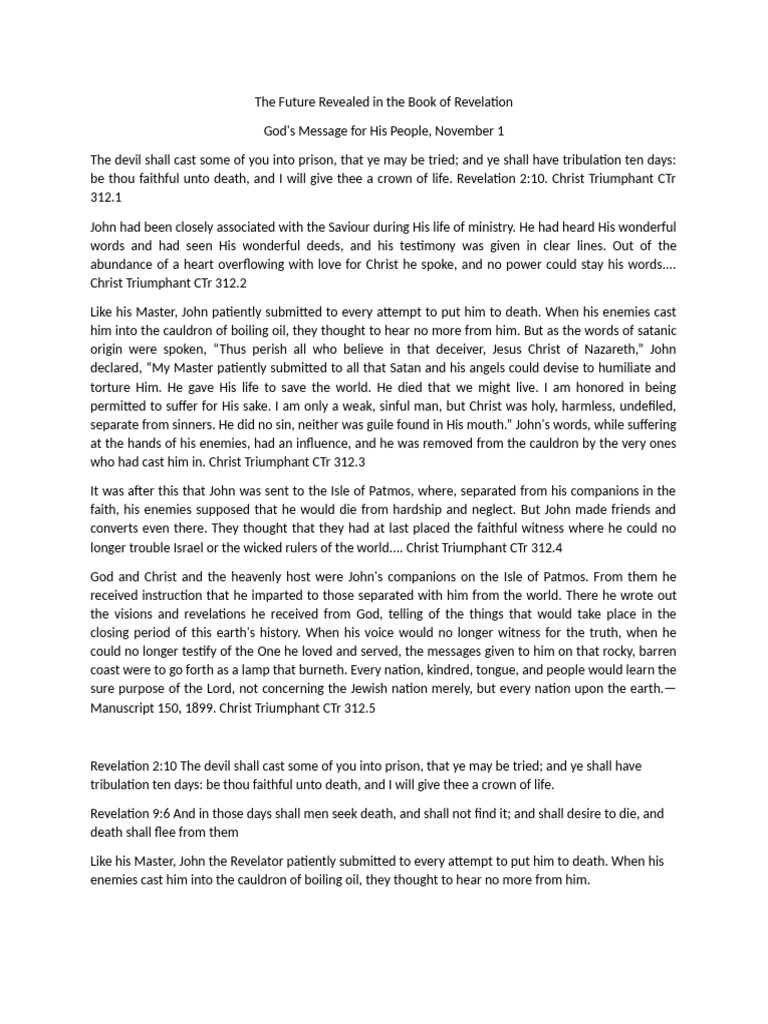 The Future Revealed In The Book Of Revelation Pdf Jesus Satan