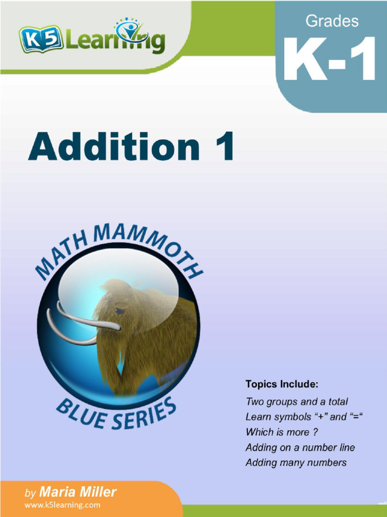 k5 Learning Addition 1 Workbook | PDF | Numbers | Mathematics