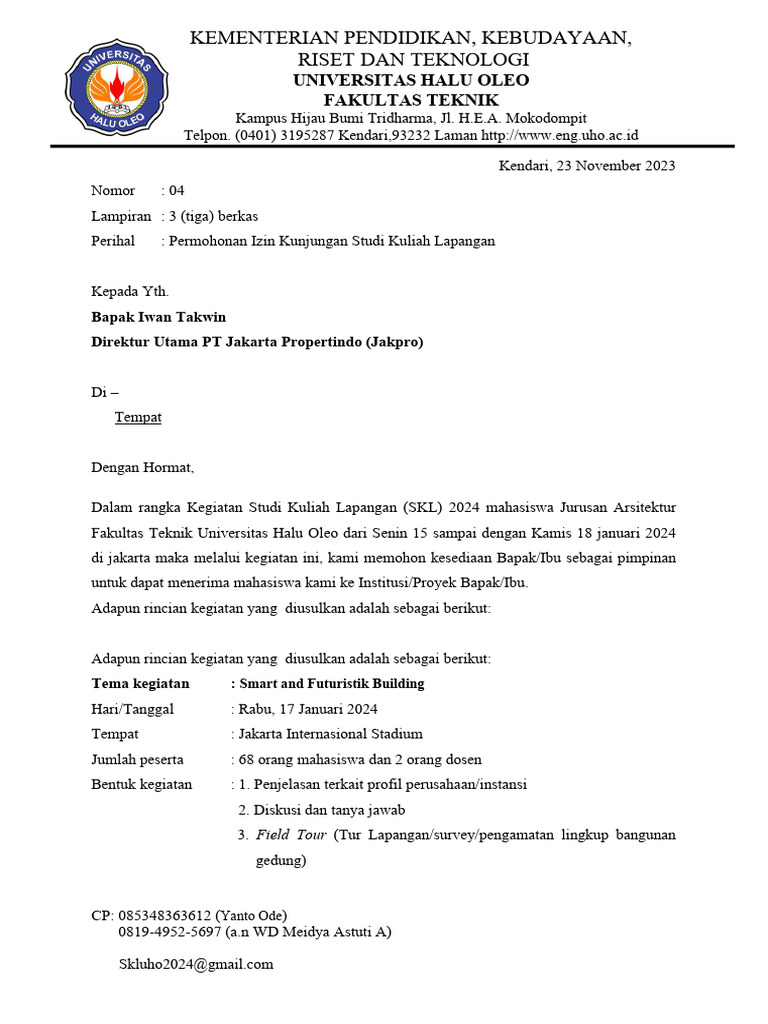 SURAT IZIN KUNJUNGAN JIS | PDF