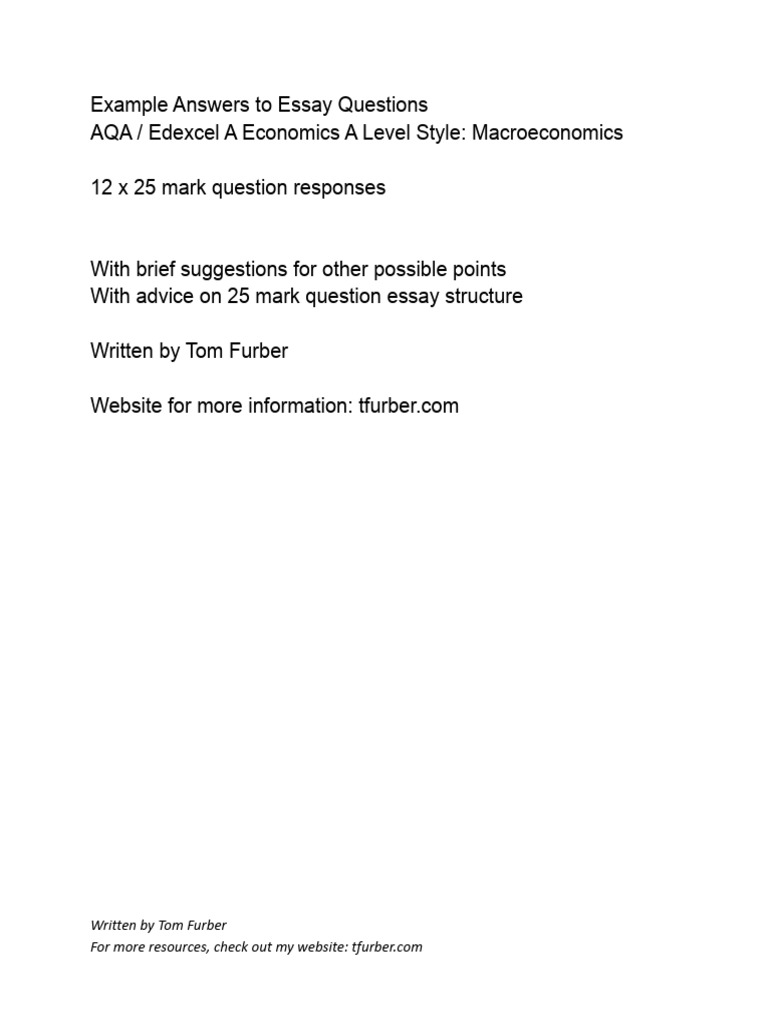 A Level Economics Essay Structures | PDF | Tariff | Taxes