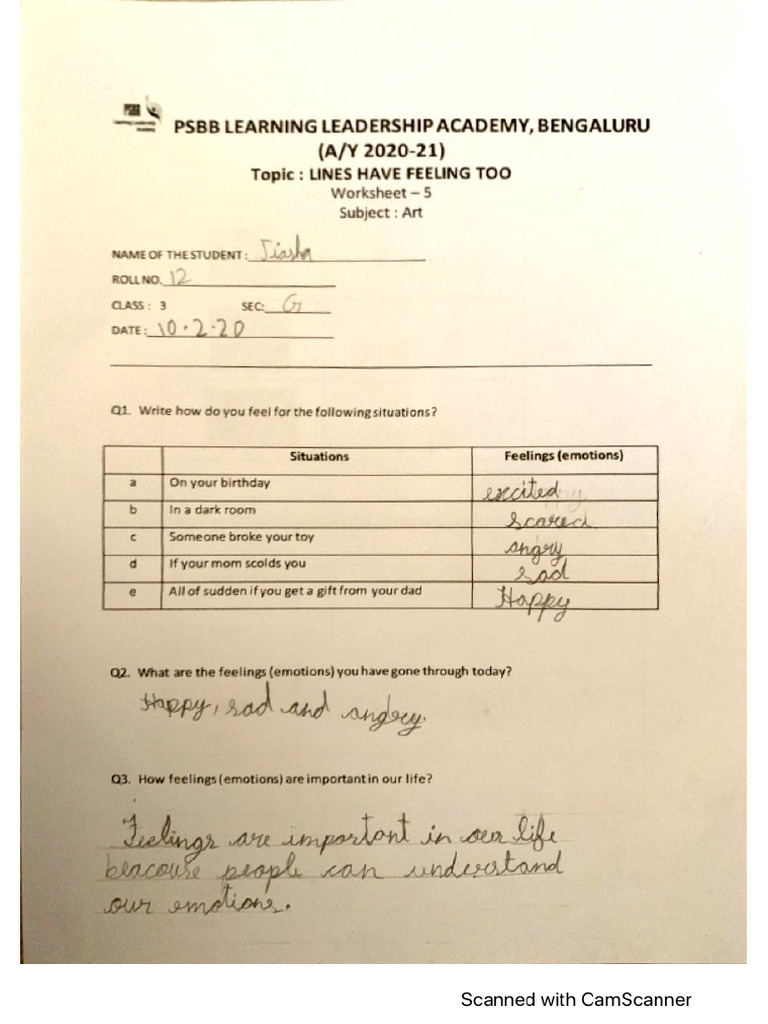 Worksheet 5 Art - Class 3g | PDF