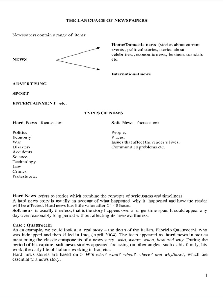 Language of Newspapers | PDF