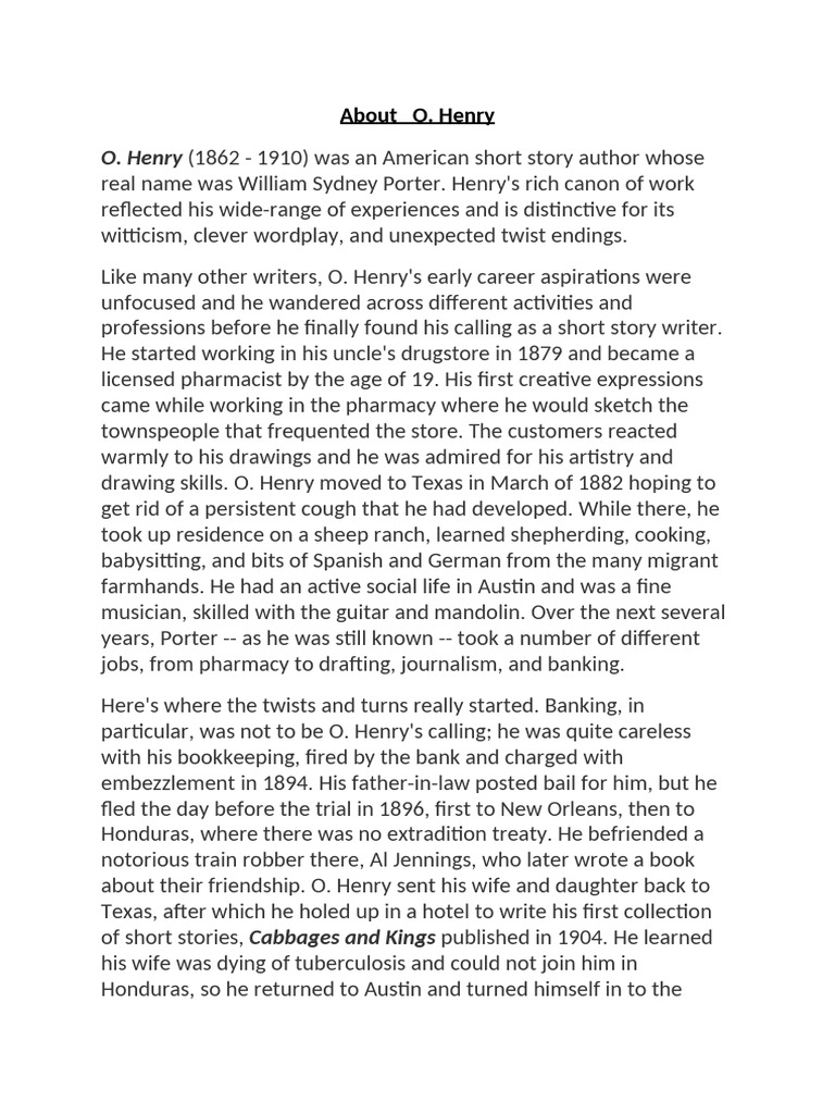 O. Henry's "After Twenty Years" Analysis | PDF | O. Henry