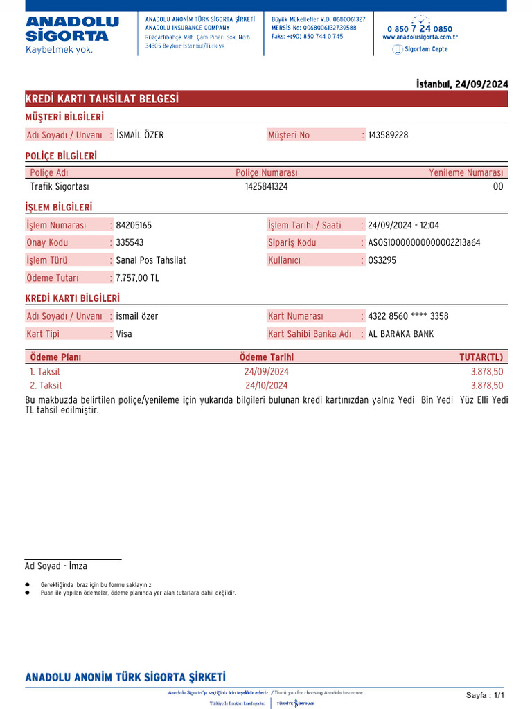 Sanal POS Tahsilat Makbuzu 1010715464 | PDF