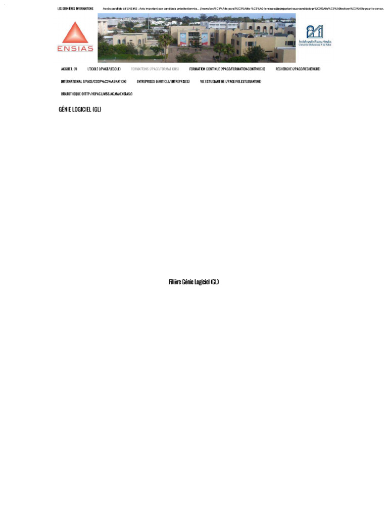 Filière Génie Logiciel (GL) | PDF