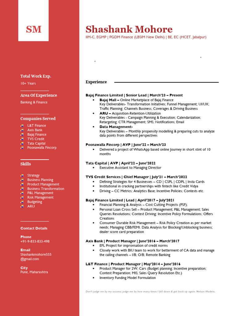 Resume Shashank Mohore 22nd July 2024 PDF | PDF | Business