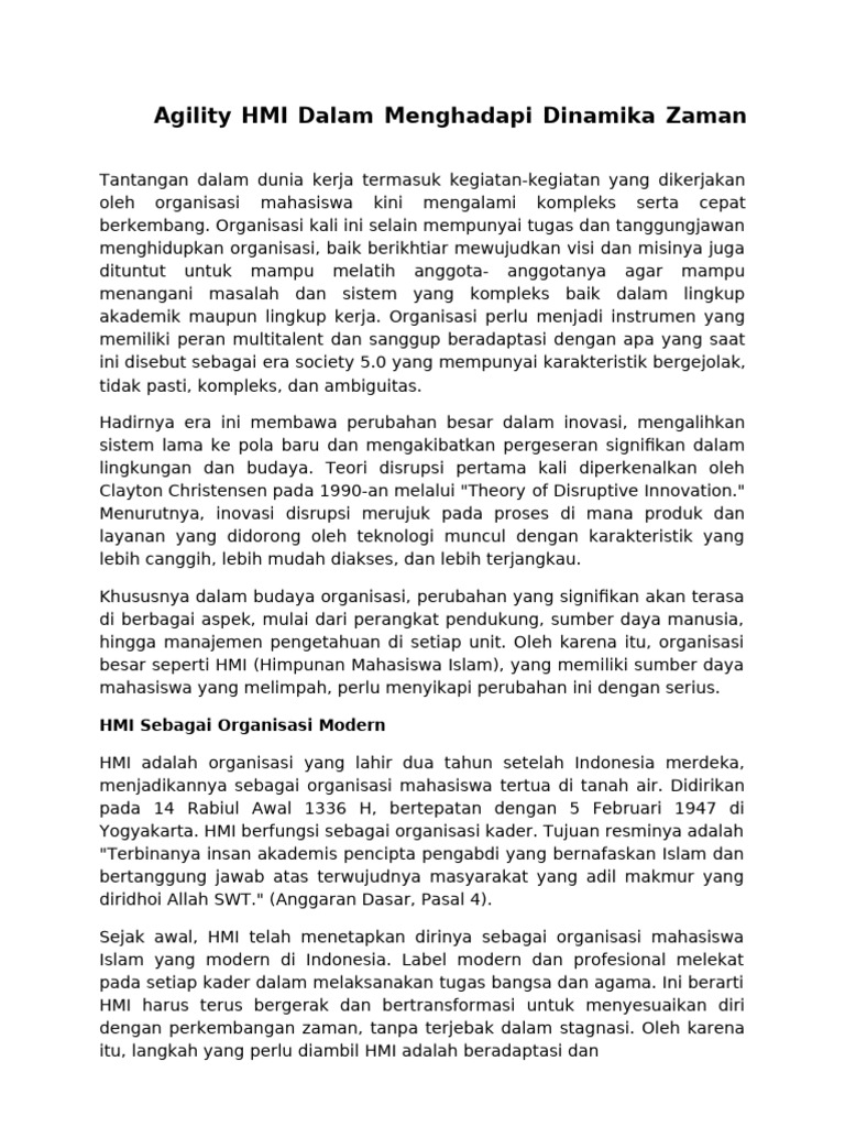 Agility - HMI - Dalam - MenghadapiDinamika Zaman | PDF
