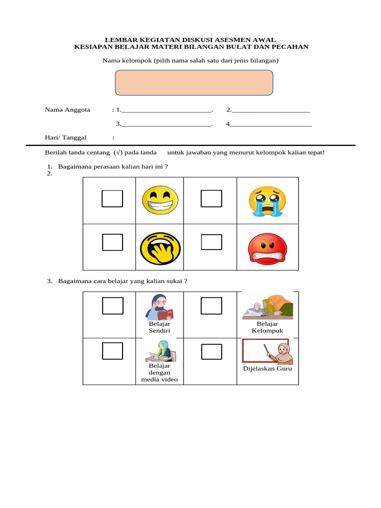 Lembar Kegiatan Diskusi Asesmen Awal | PDF