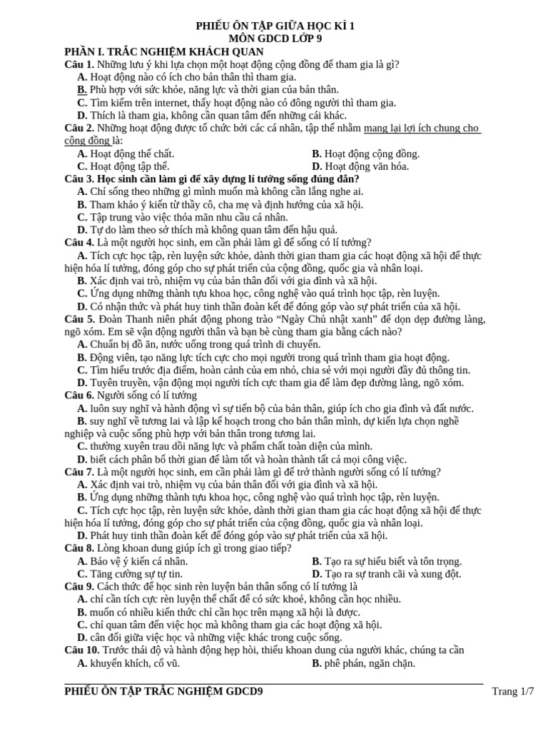 K9. ÔN TẬP GK1 | PDF