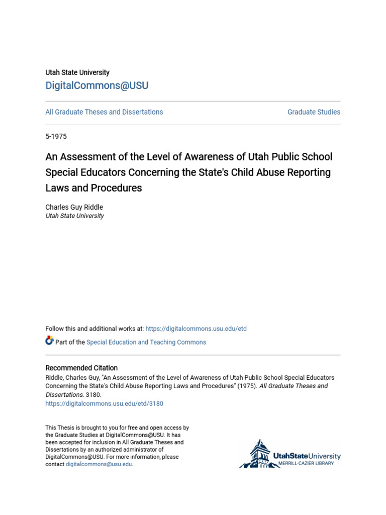 An Assessment of The Level of Awareness of Utah Public School Spe | PDF ...