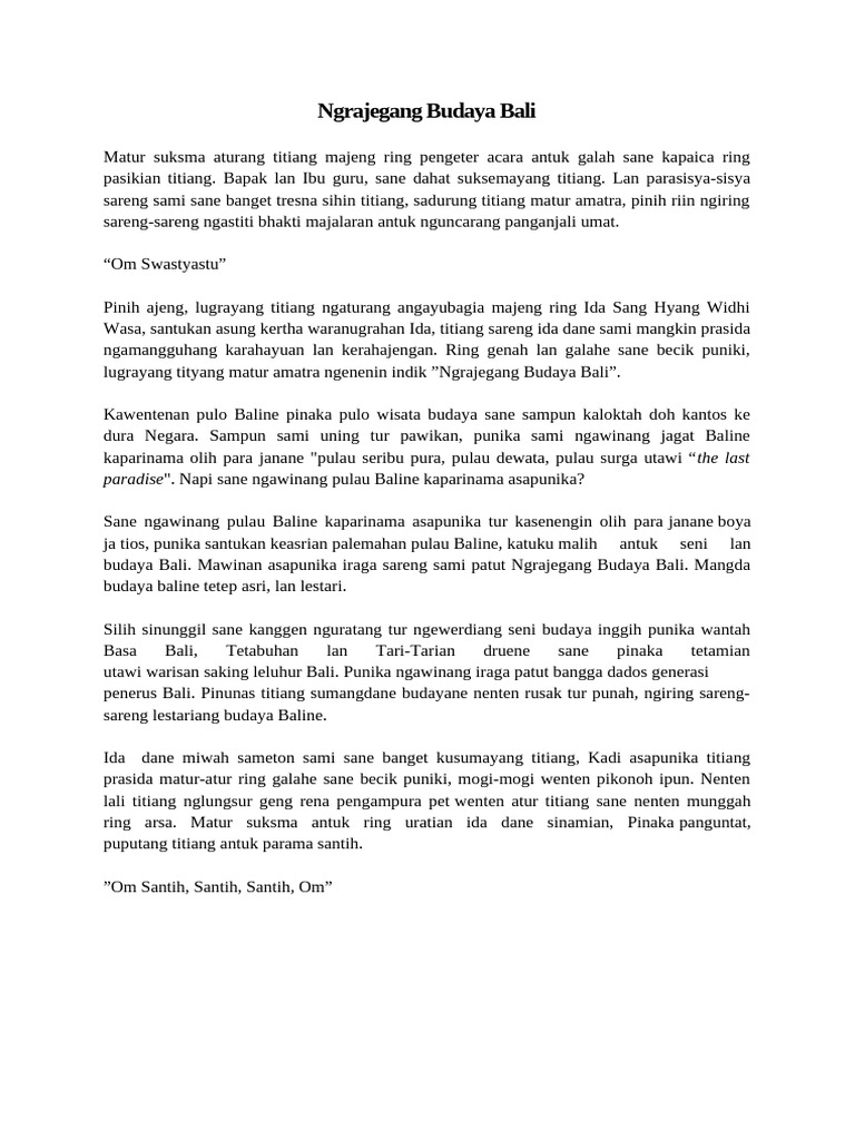 PIDARTA Ngrajegang Budaya Bali | PDF