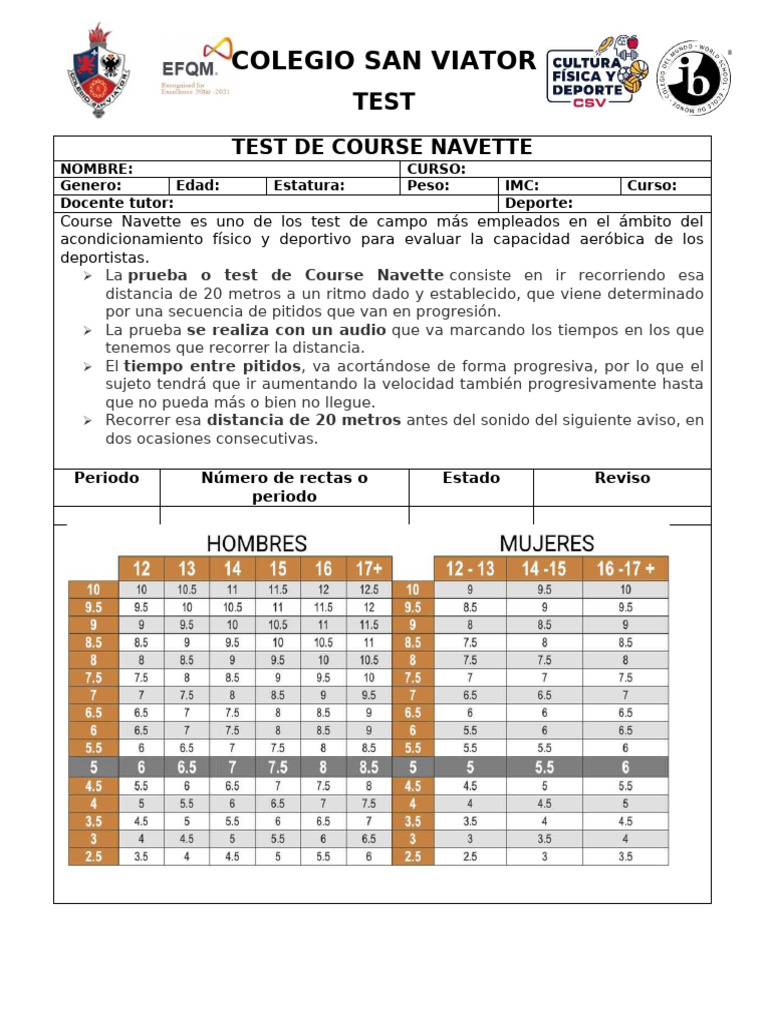 Test de Course Navette | PDF