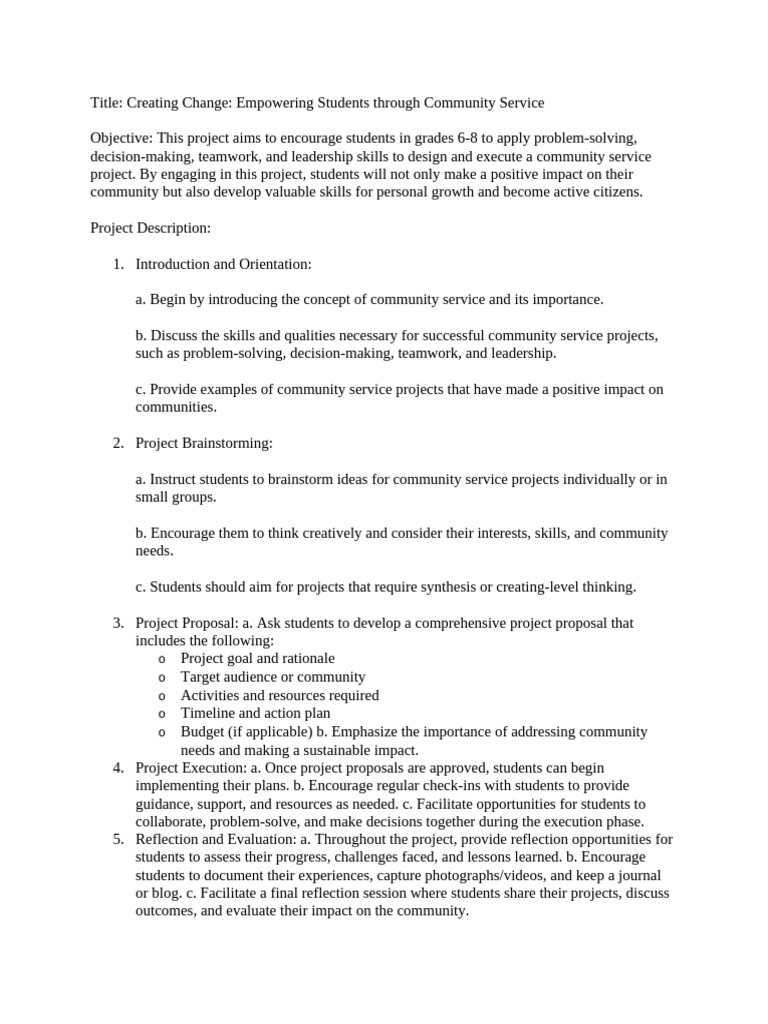 PBL For Grade 8 Community Service | PDF | Brainstorming | Community