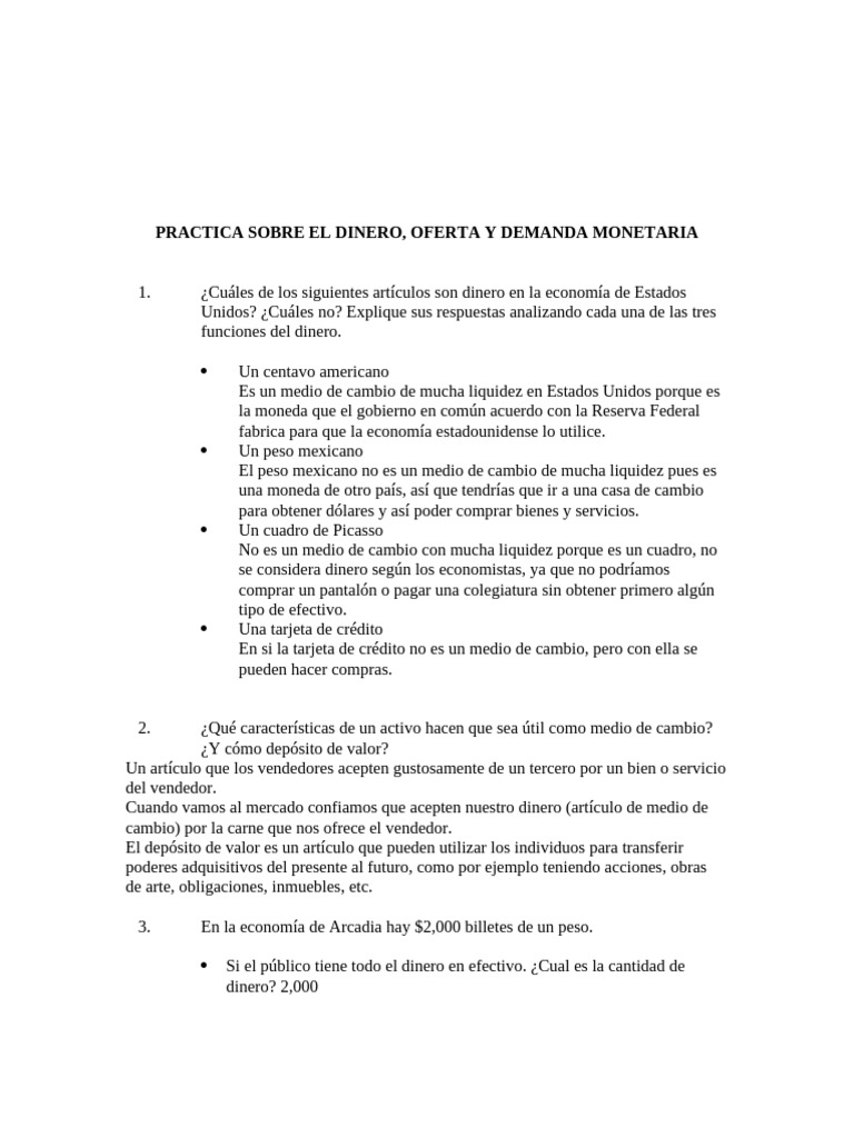 PRACTICA SOBRE EL DINERO (2) | PDF | Dinero | Efectivo