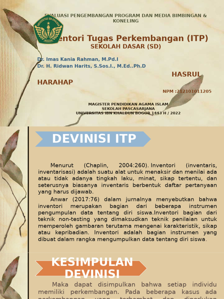 Contoh ITP SD | PDF