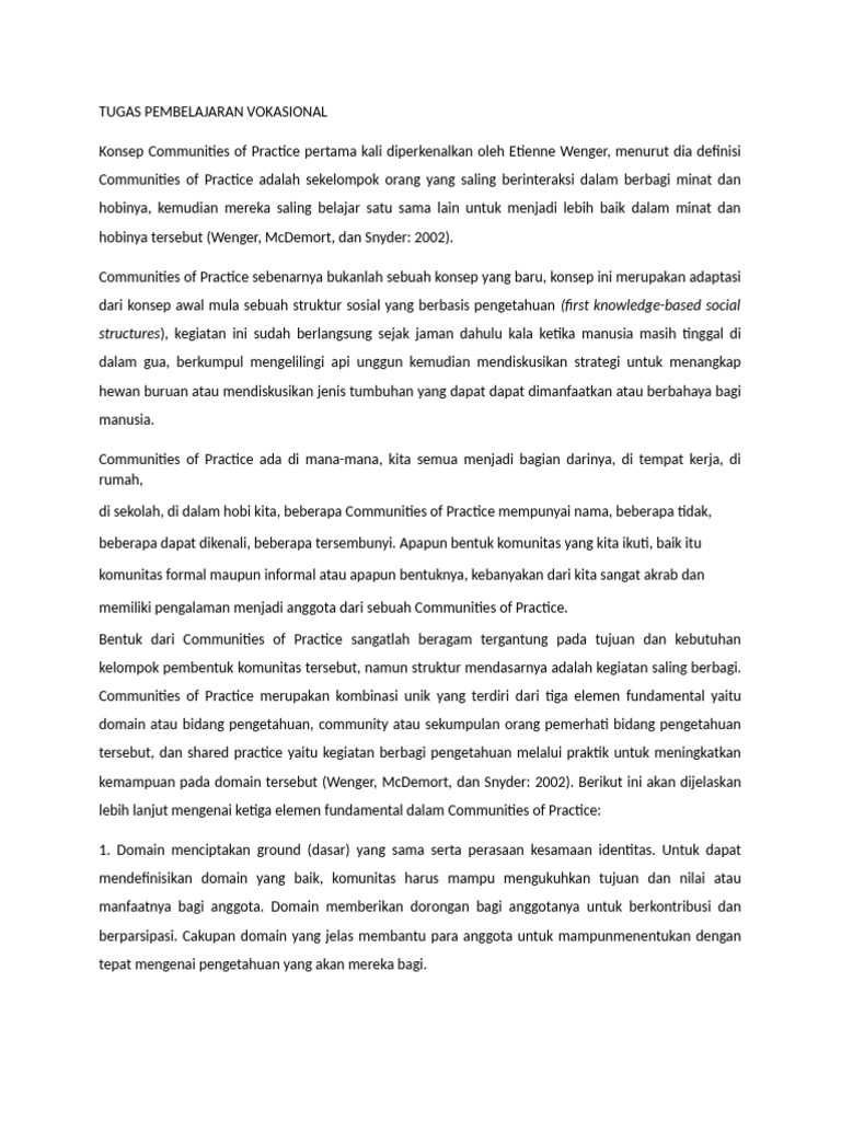 Tugas Pembelajaran Vokasional | PDF