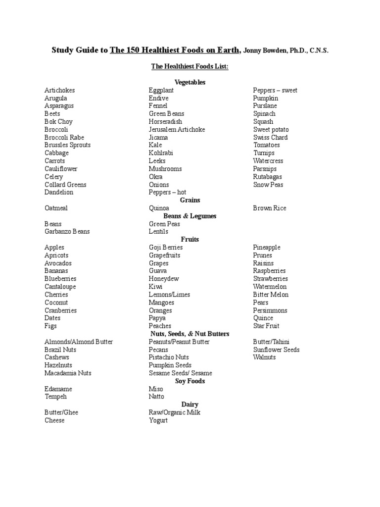 The 150 Healthiest Foods On Earth | PDF | Vegetables | Soup