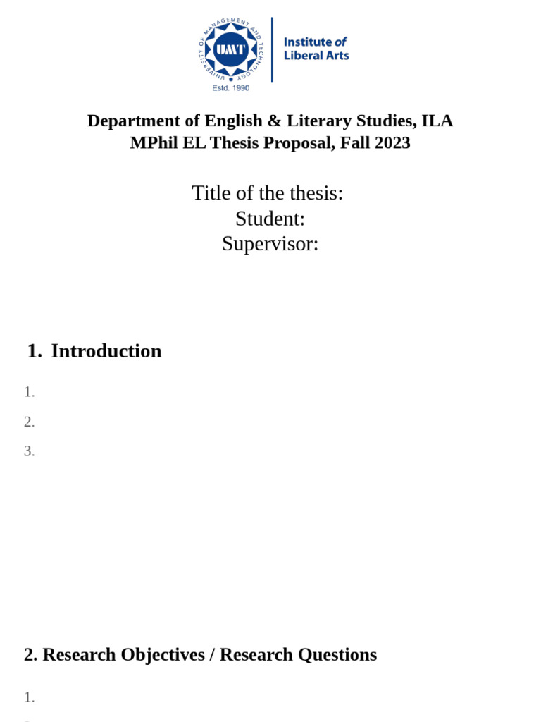 MPhil EL Thesis Proposal - Sample Presentation | PDF | Language Arts ...