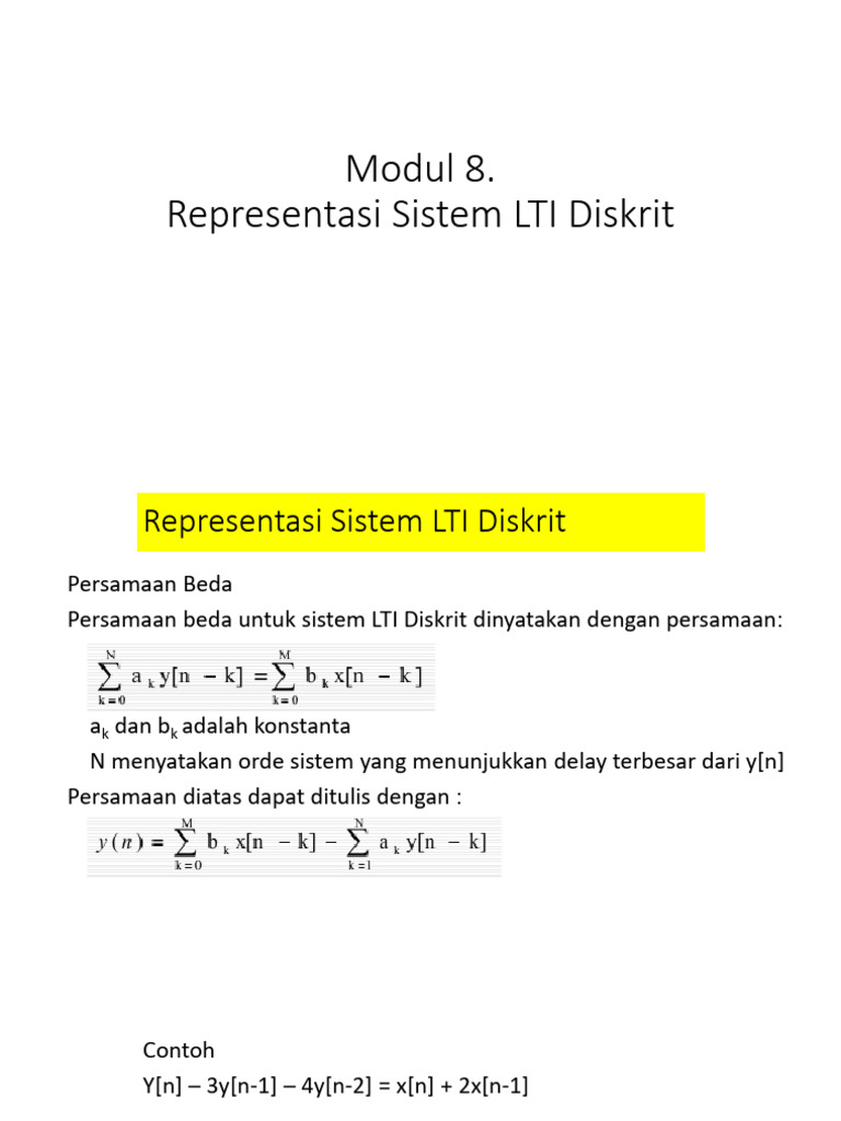 Modul 8. Representasi Sistem LTI Diskrit | PDF