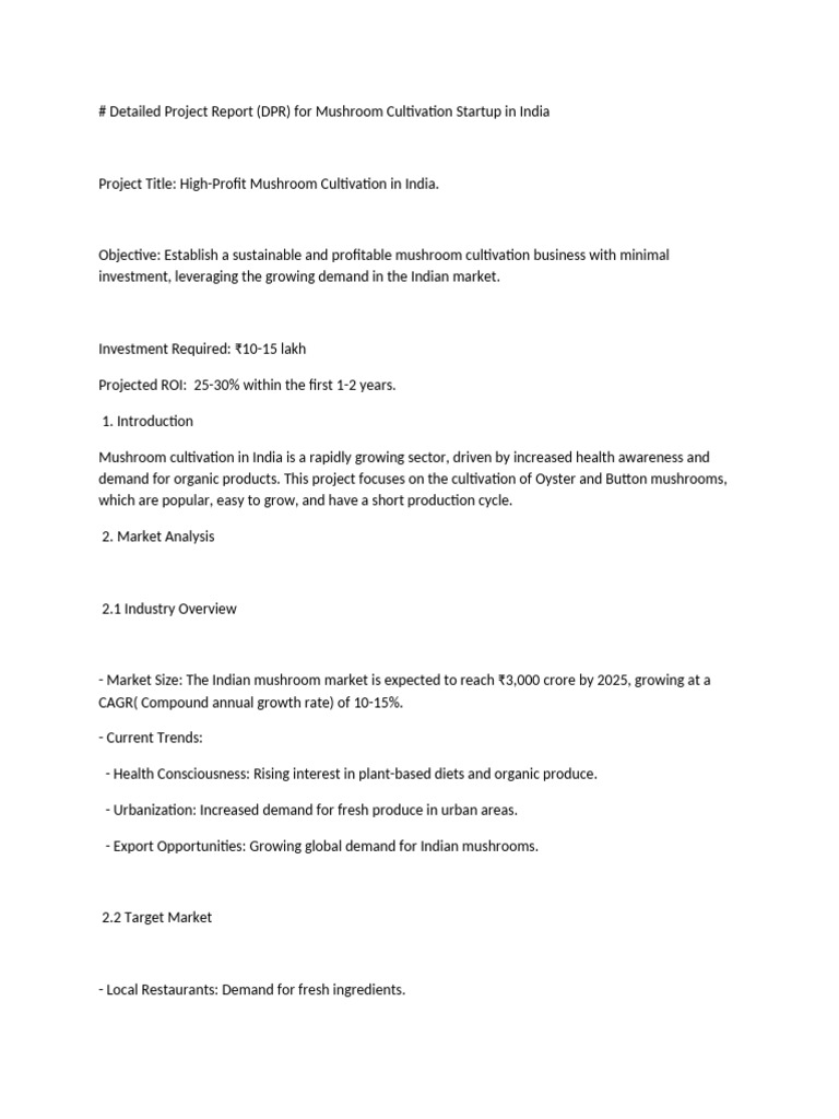 Mushroom DPR | PDF | Mushroom | Economies