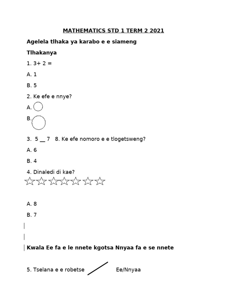 Mathematics STD 1 Term 2 2021 | PDF | Teaching Methods & Materials
