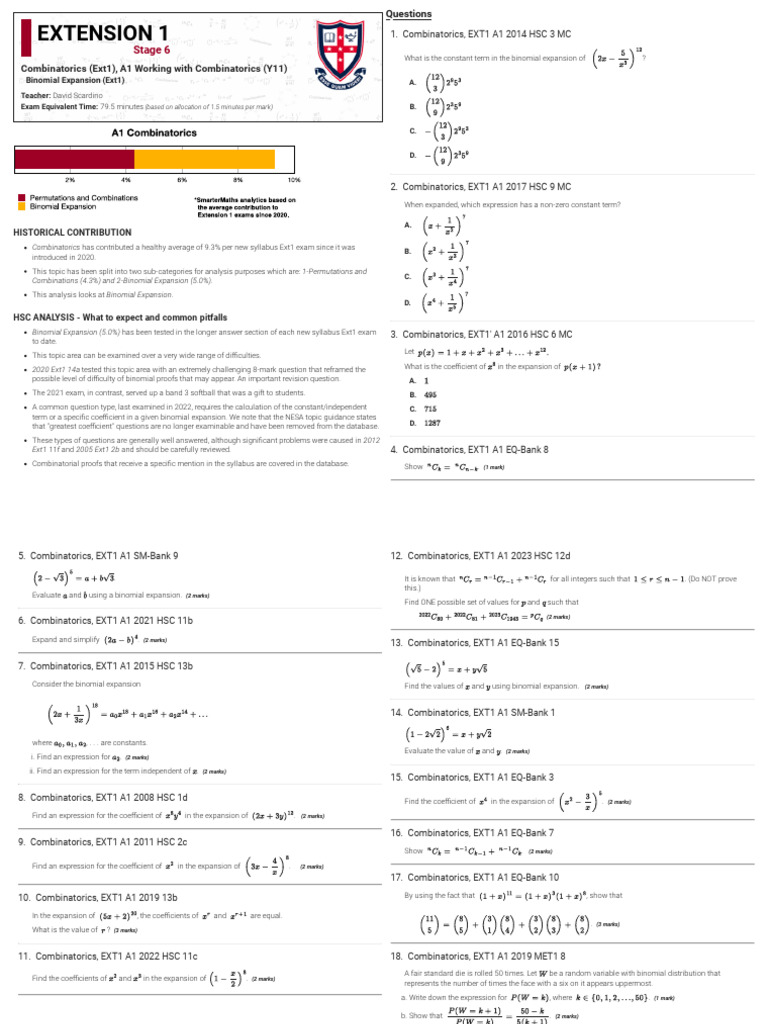 Binomial Expansions SM | PDF | Combinatorics | Numbers