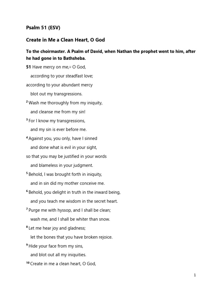 Psalm 51: A Prayer for Cleansing | PDF | Foreign Language Studies