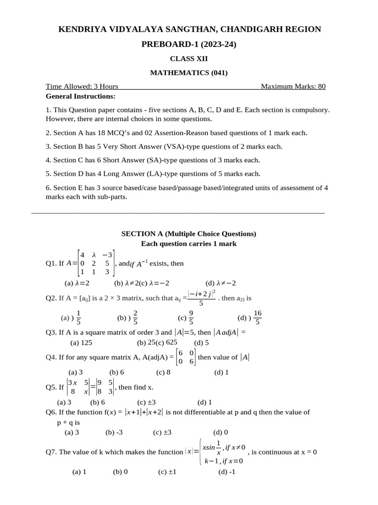 12th_Maths | PDF | Linear Algebra | Mathematical Concepts