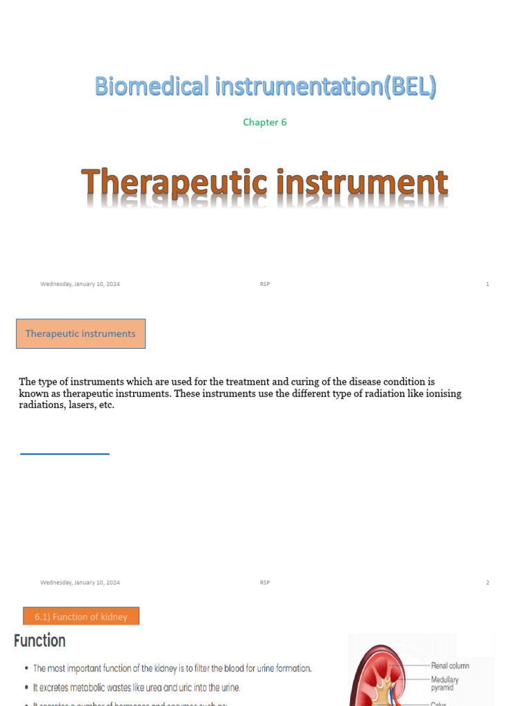 Therapeutic Instruments Guide | PDF | Hemodialysis | Cardiac Arrest