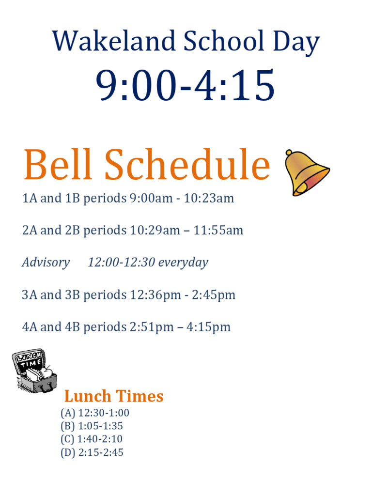 Bell Schedule Wakeland School Day | PDF | Science & Mathematics
