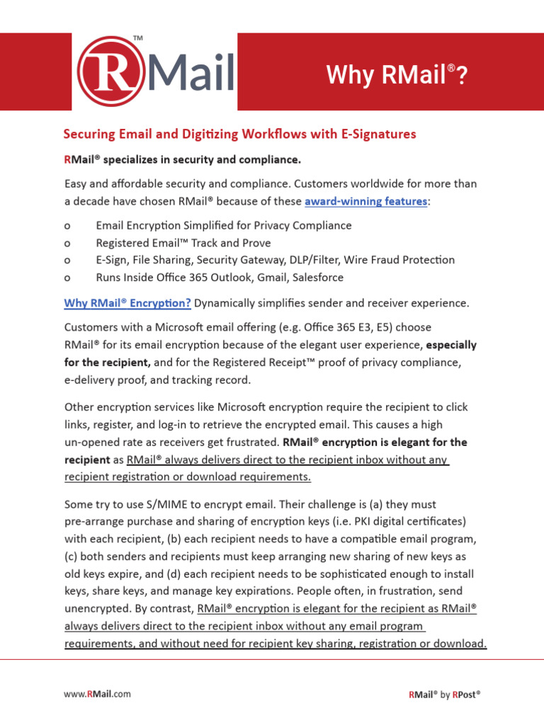 RPost-Why-RMail | PDF | Encryption | Microsoft Outlook