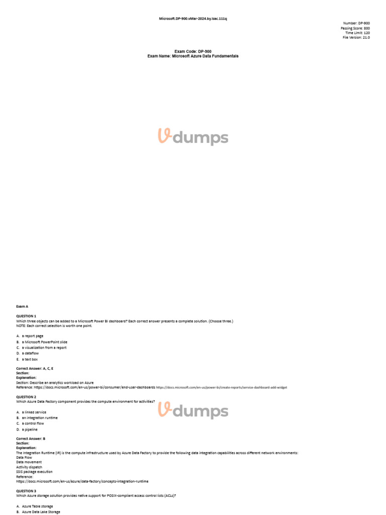 Microsoft - DP 900.VMar 2024.by .Isac .111q | PDF | Databases | Microsoft Azure