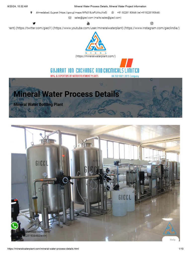 Mineral Water Production Process Guide | PDF | Ultraviolet | Filtration