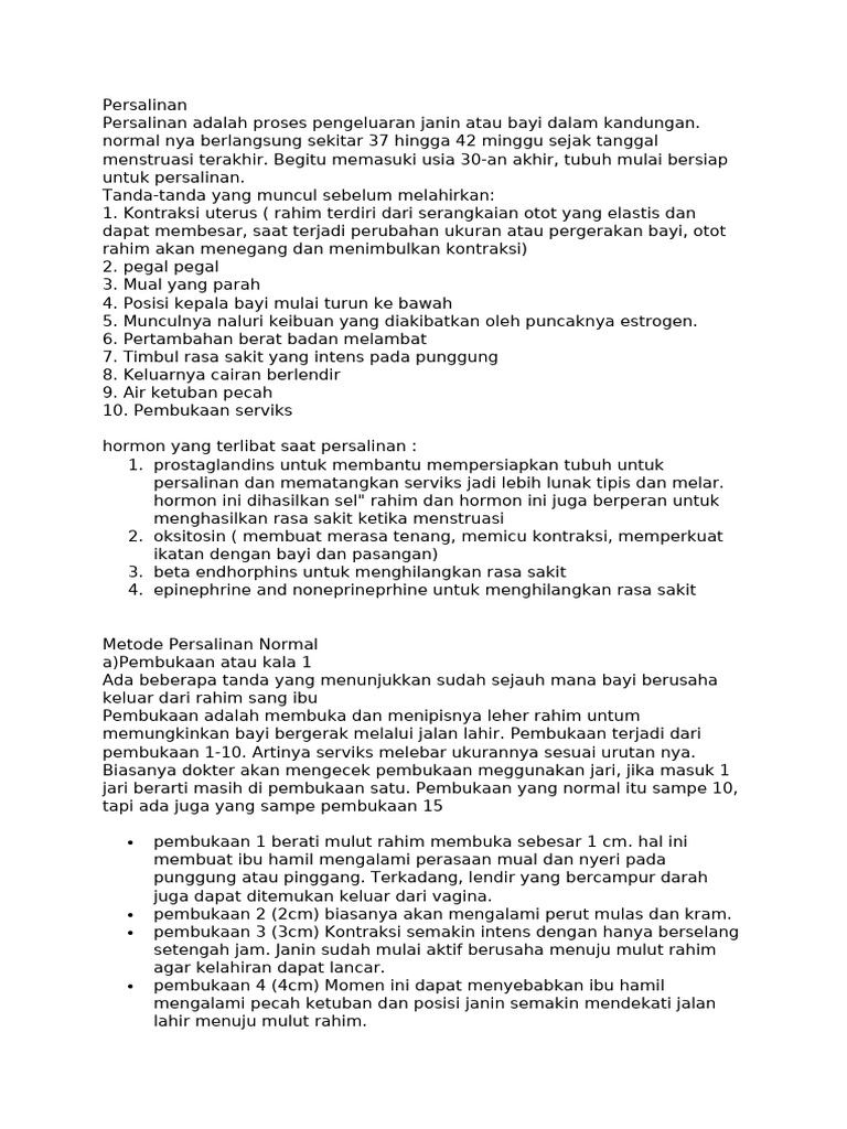 Materi Persalinan | PDF | Kesehatan Holistik | Sains & Matematika
