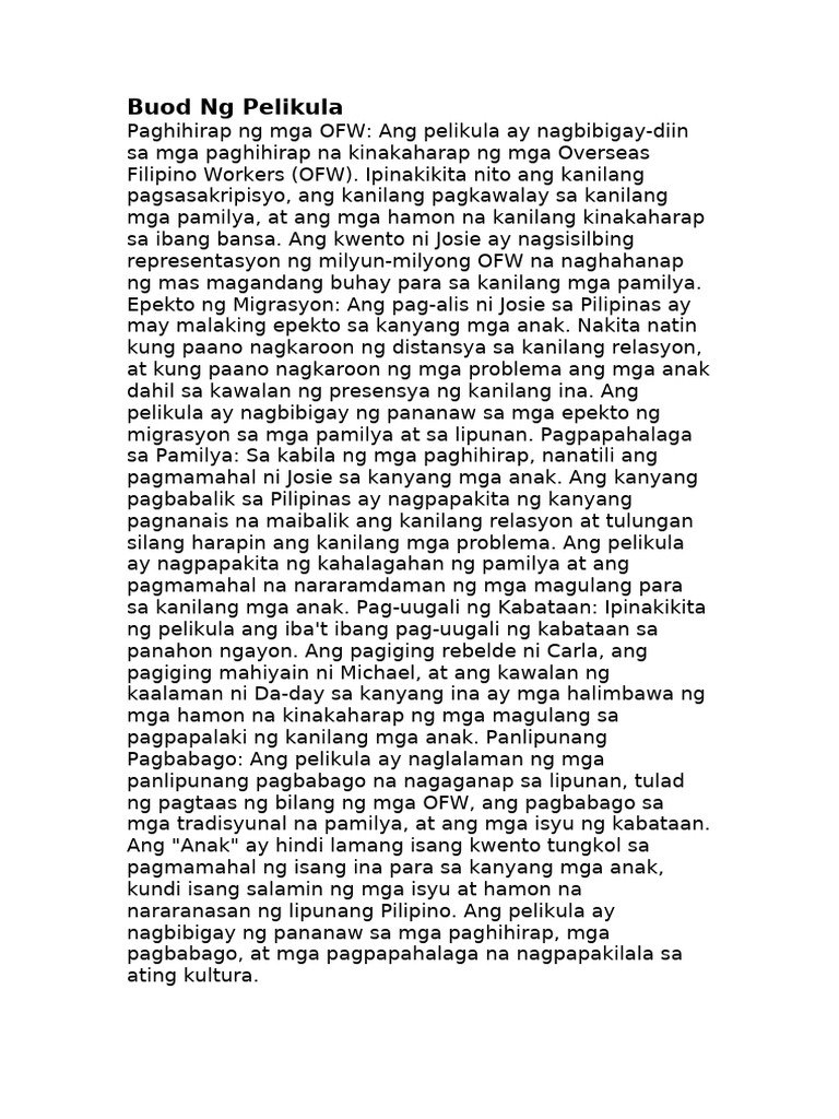 Buod NG Pelikula | PDF