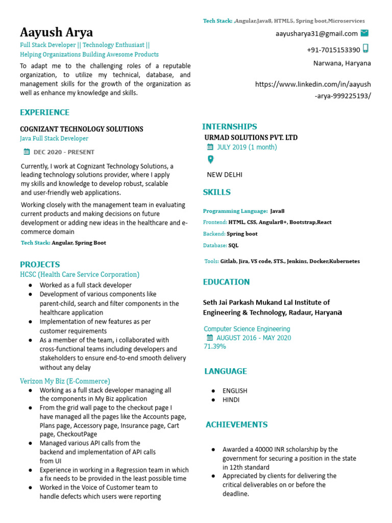 Full Stack Developer Aayush Arya Profile | PDF | Software Development | Information Technology