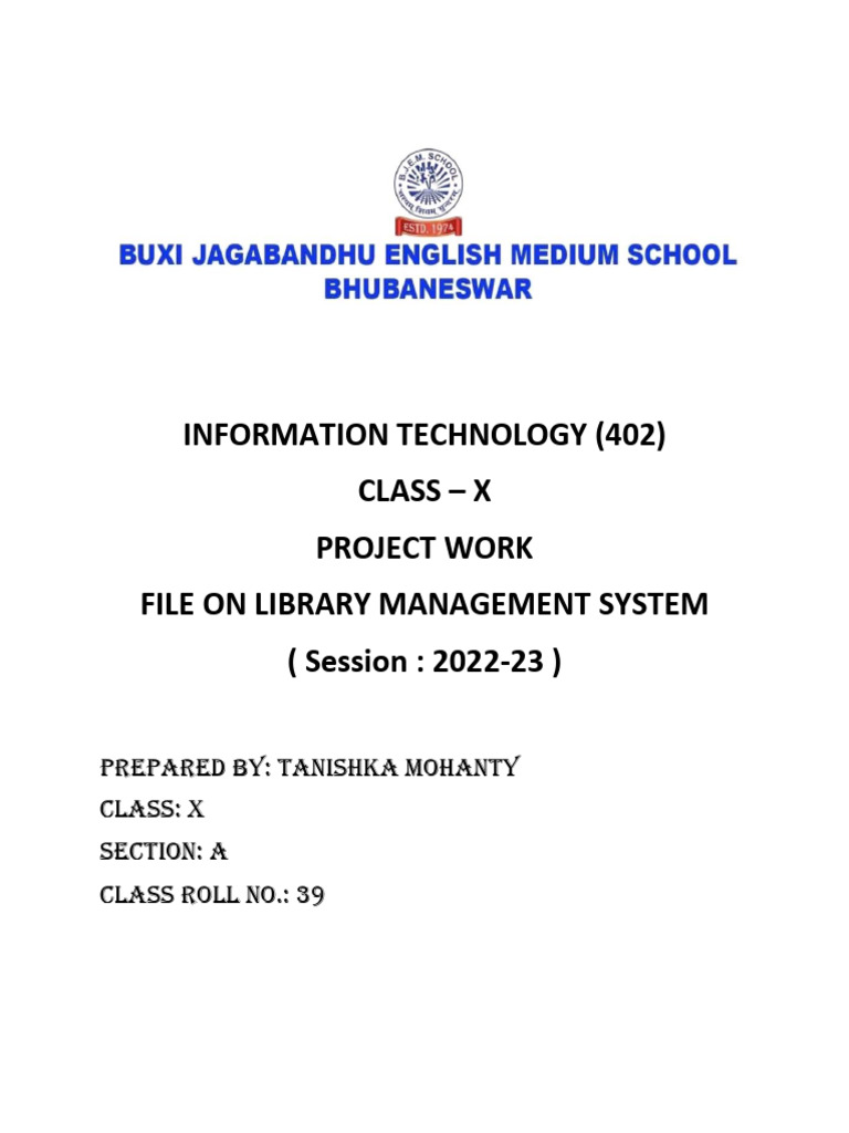 Library Management System Project Class X | PDF