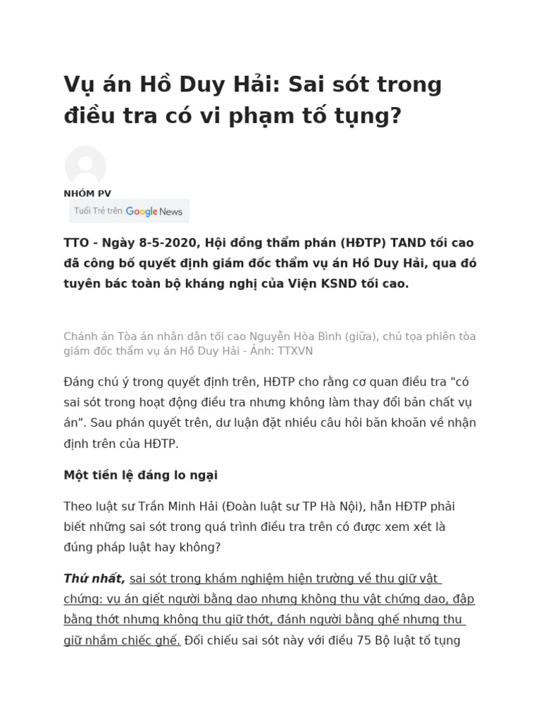 Sai Sót Trong V Án HDH | PDF