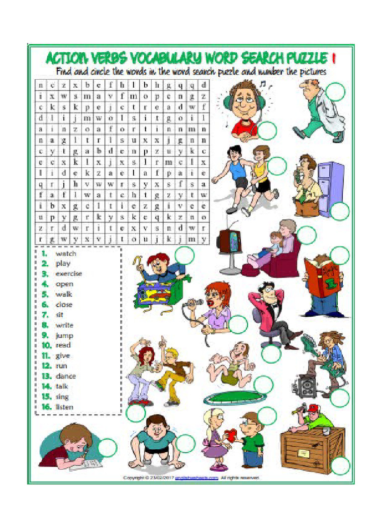 Vocabulary Action Verbs | PDF