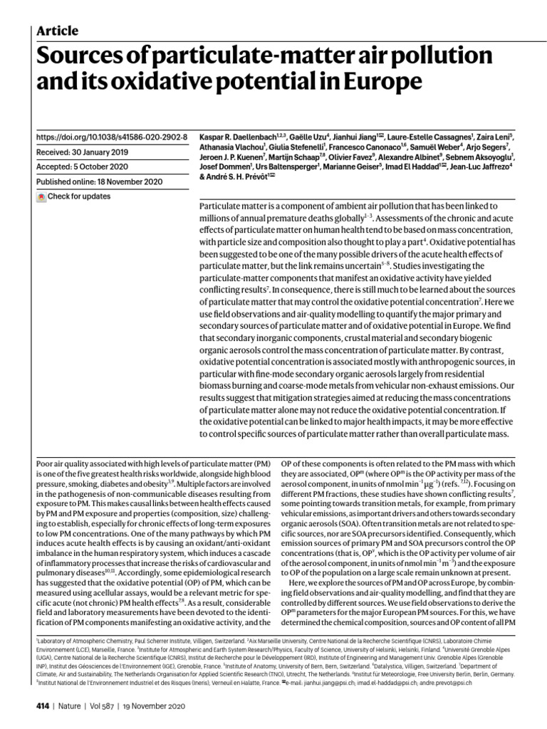 Sources of Particulate-Matter Air Pollution and Its Oxidative Potential ...