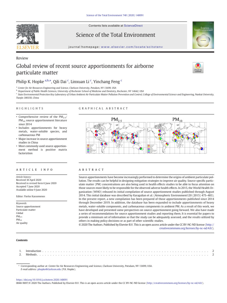 Science of The Total Environment: Philip K. Hopke, Qili Dai, Linxuan Li ...