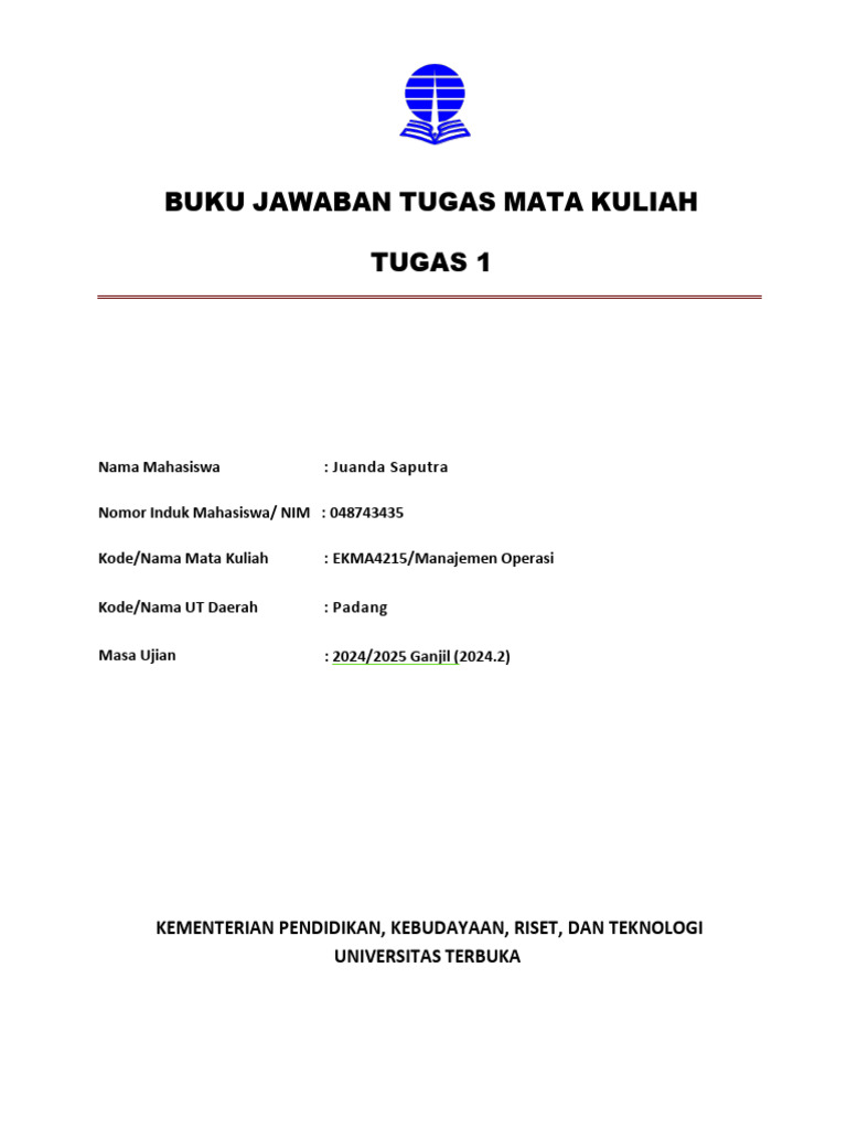 Manajemen Operasi TGS 1 | PDF