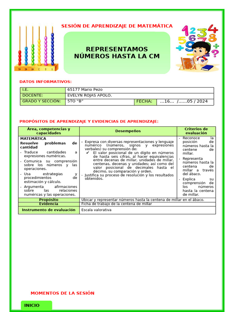 Ses-Jueves-Mat-Representamos Números Hasta CM | PDF