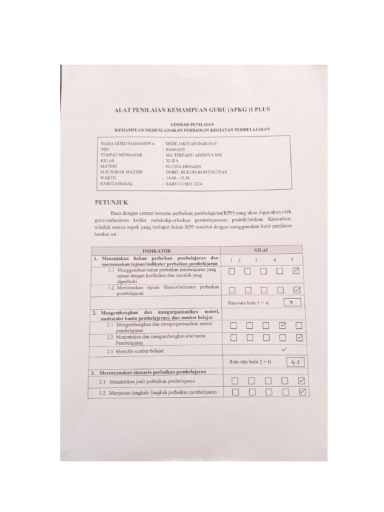 Lembar Apkg 1 Dan Apkg 2 Siklus 1 | PDF
