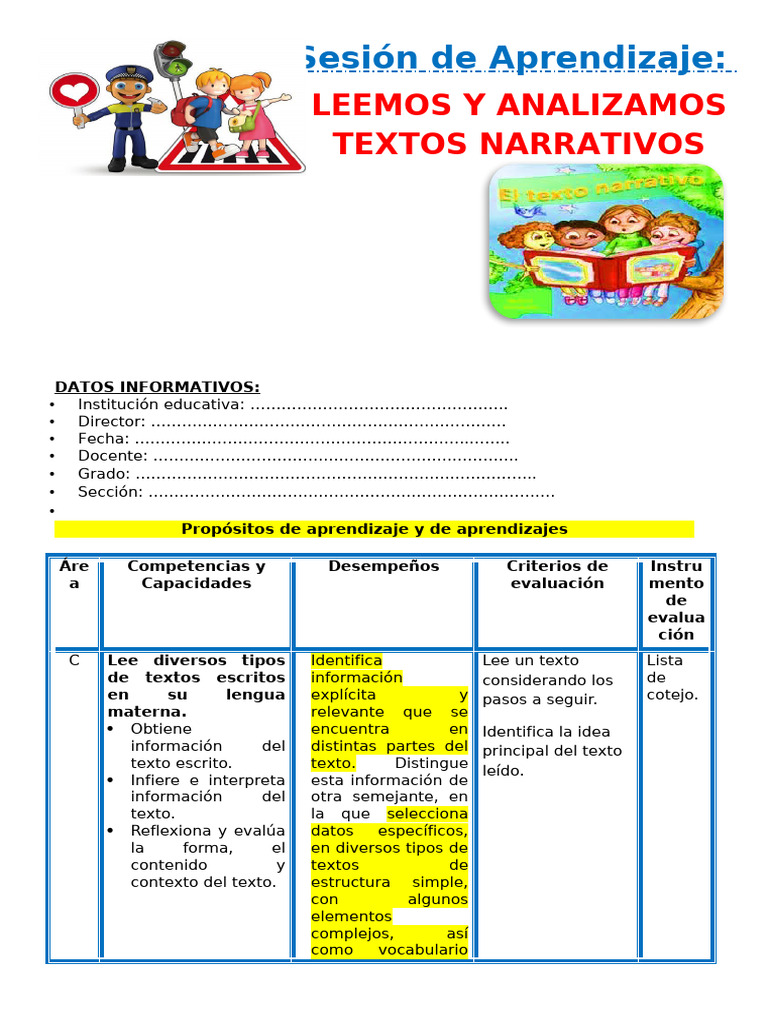 4° Sesión Día 3 Com Leemos y Analizamos Textos Narrativos | PDF ...