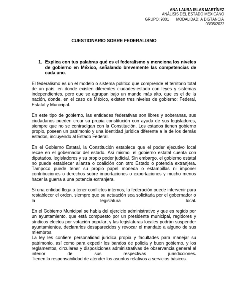 Federalismo en México: Guía Básica | PDF | Gobierno | Federación