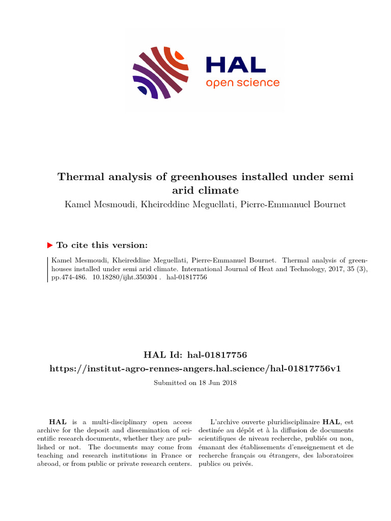 Thermal Analysis of Greenhouses | PDF | Greenhouse | Computational ...
