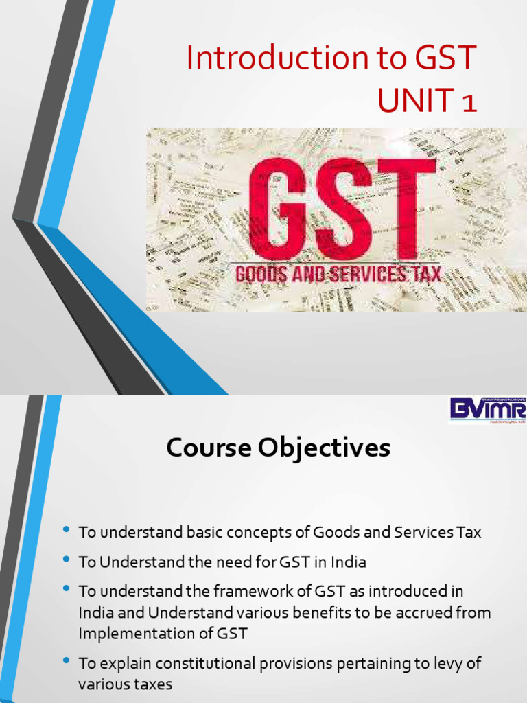 Unit 1 GST | PDF | Dumping (Pricing Policy) | Taxes